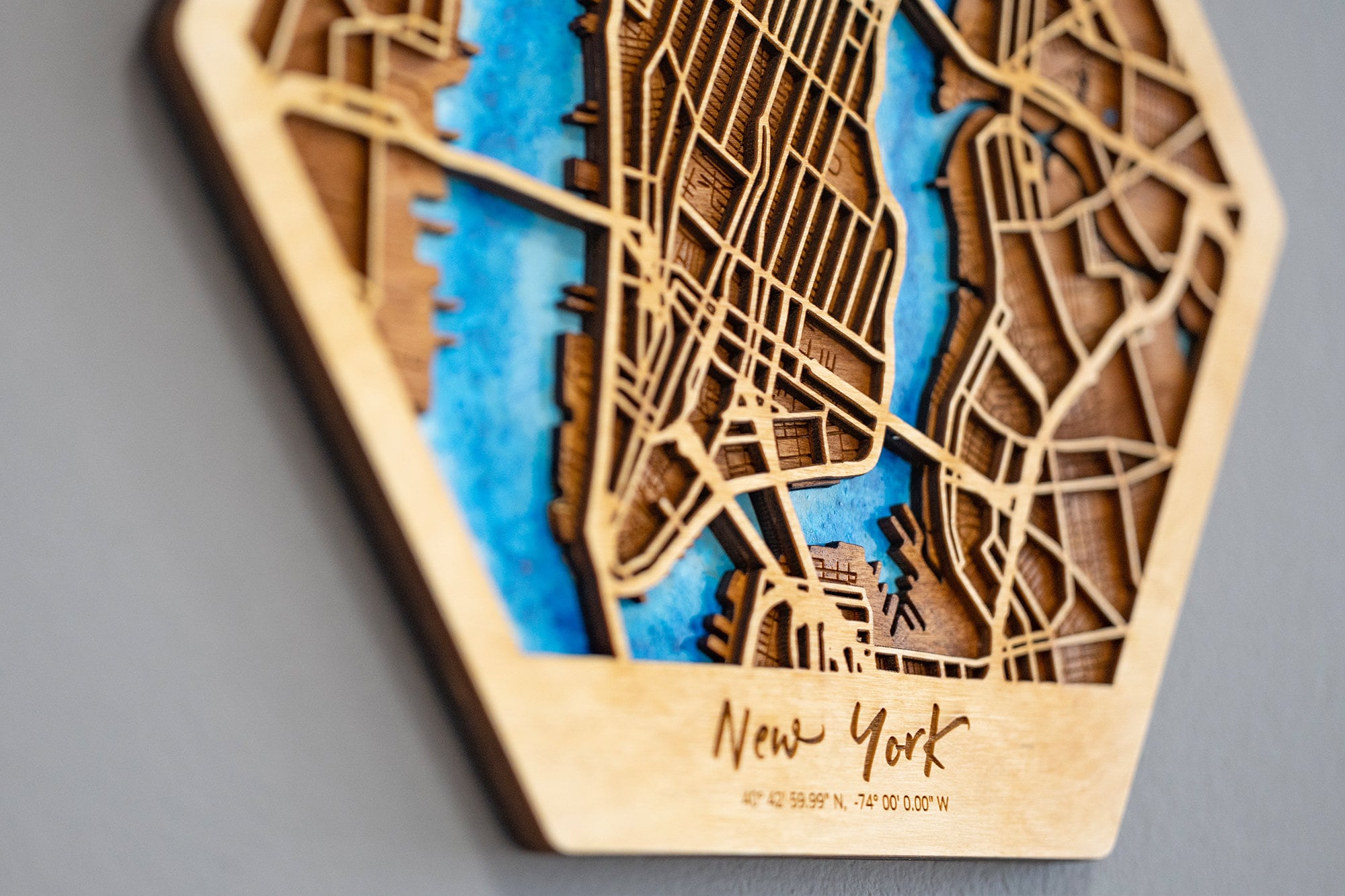 Laser Cut New York Map, Hexagon Map, 3D Hex Form, Multilayer Street Map ...