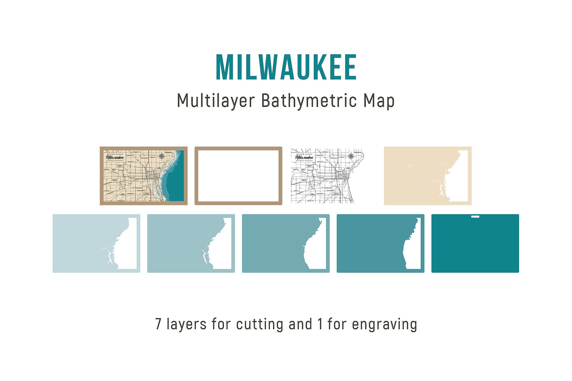 Digital File SVG, PDF Milwaukee Bay Map, Wisconsin, Multilayer Vector ...