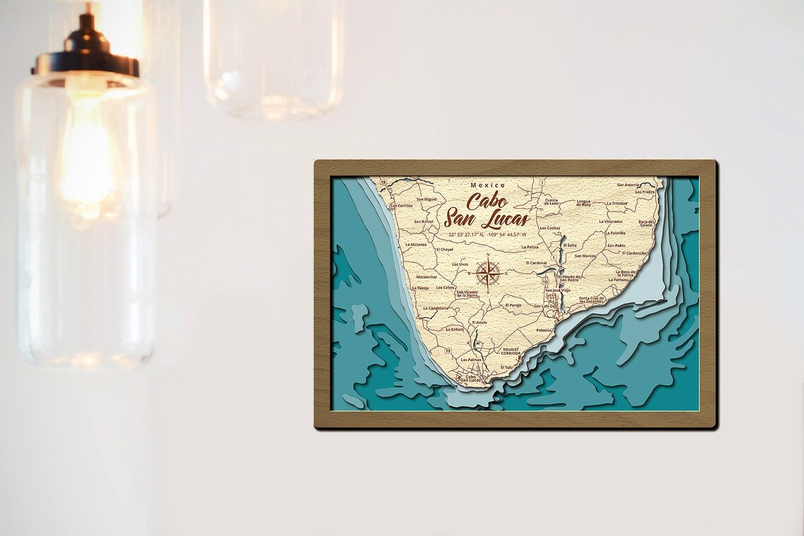 Cabo San Lucas Cutting Files, PDF, AI, SVG - Mexico Wood Multilayer ...