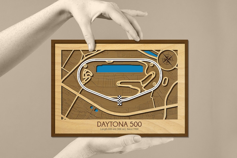 Daytona Speedway Map SVG, Race Tracks 3D Wood Map, Florida Race Tracks ...
