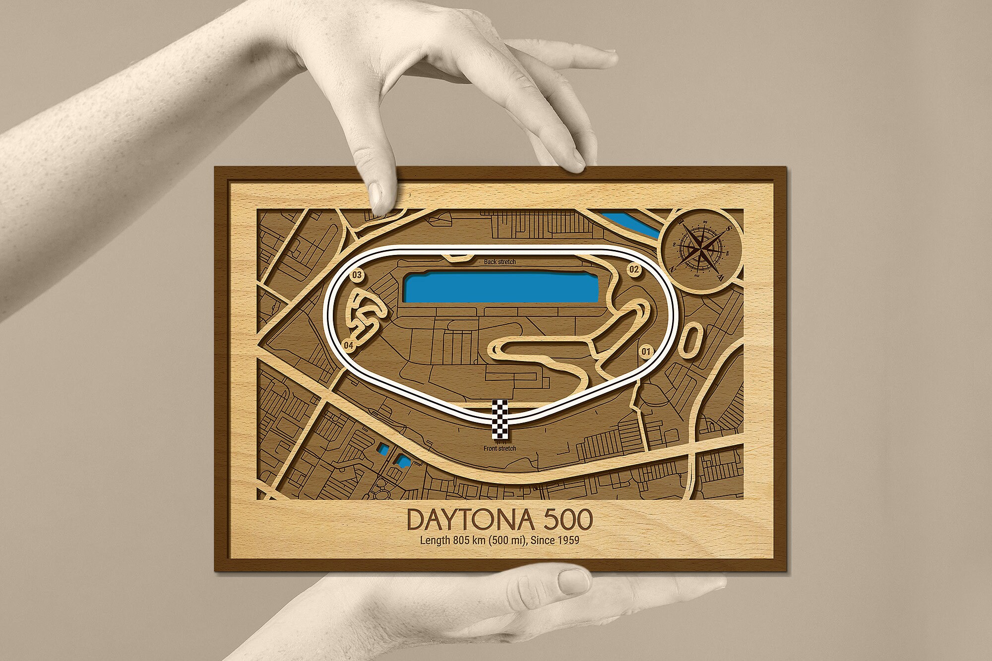 Daytona Speedway Map SVG, Race Tracks 3D Wood Map, Florida Race Tracks ...