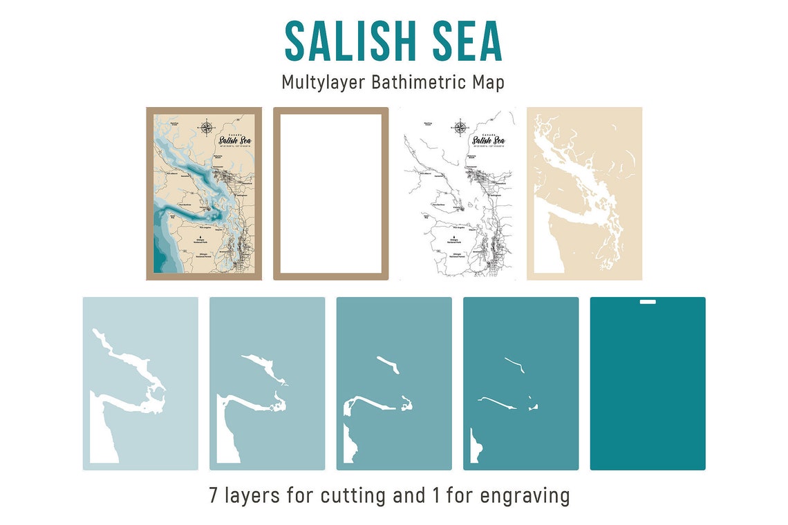 Salish Sea Cutting Files, PDF, AI, SVG - Wood Multilayer Laser Cut ...