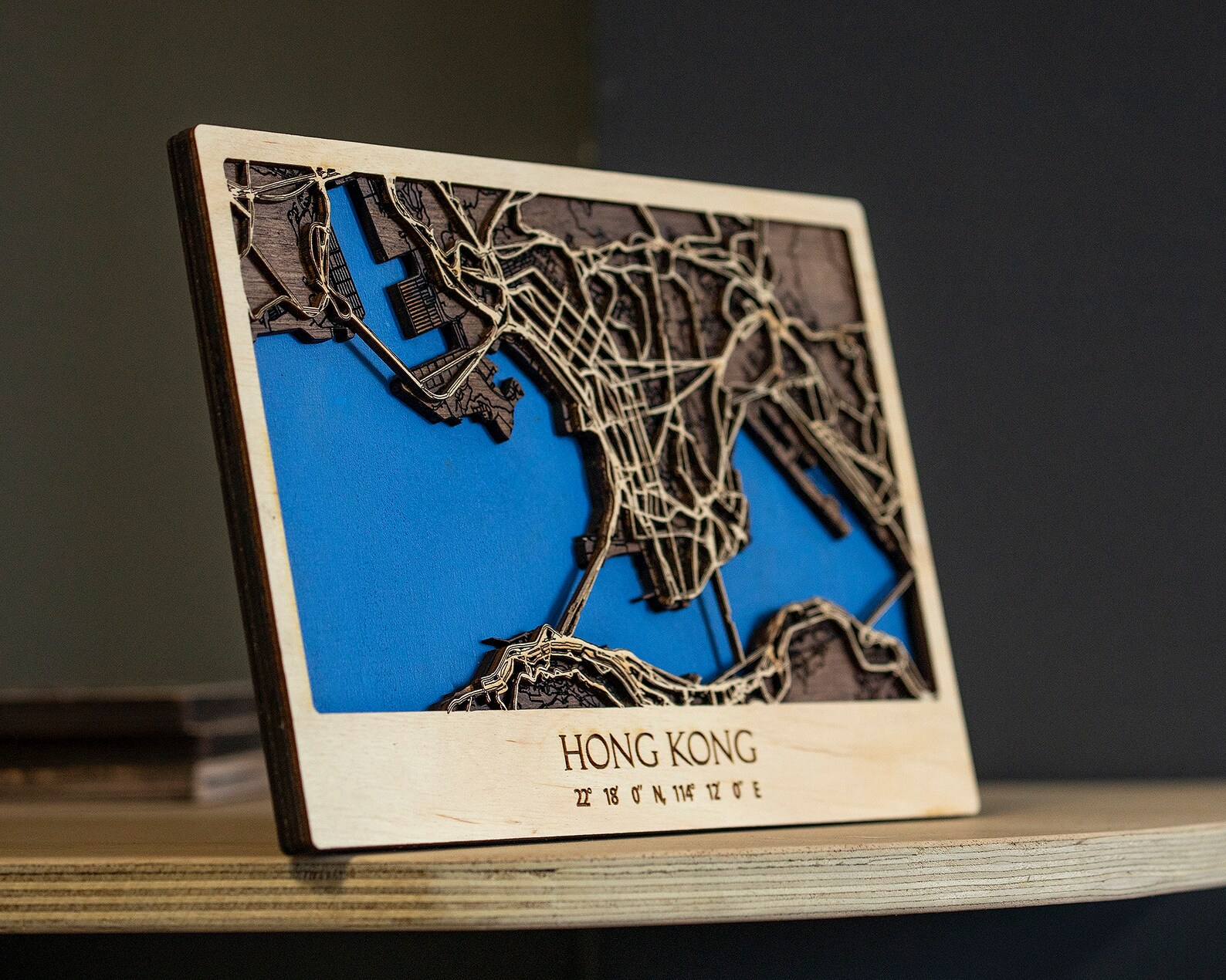 Hong Kong Wood Map, Streets City 3D Maps Travel Wall Art, Street ...