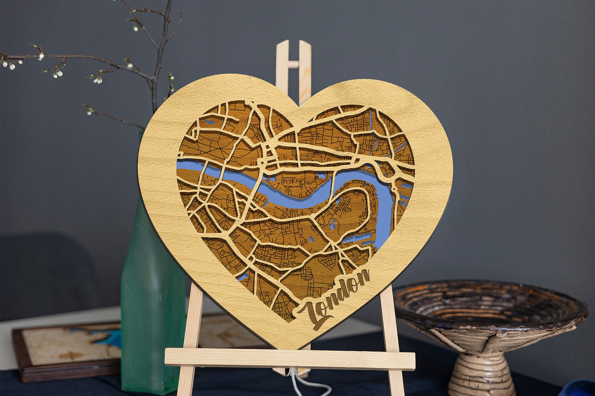 Heart Map London Digital File SVG, 3D Street Map, Multilayer Street Map ...