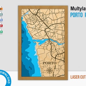Porto Portugal 3D Layered Map - Laser Cut File (digital Download) - Etsy