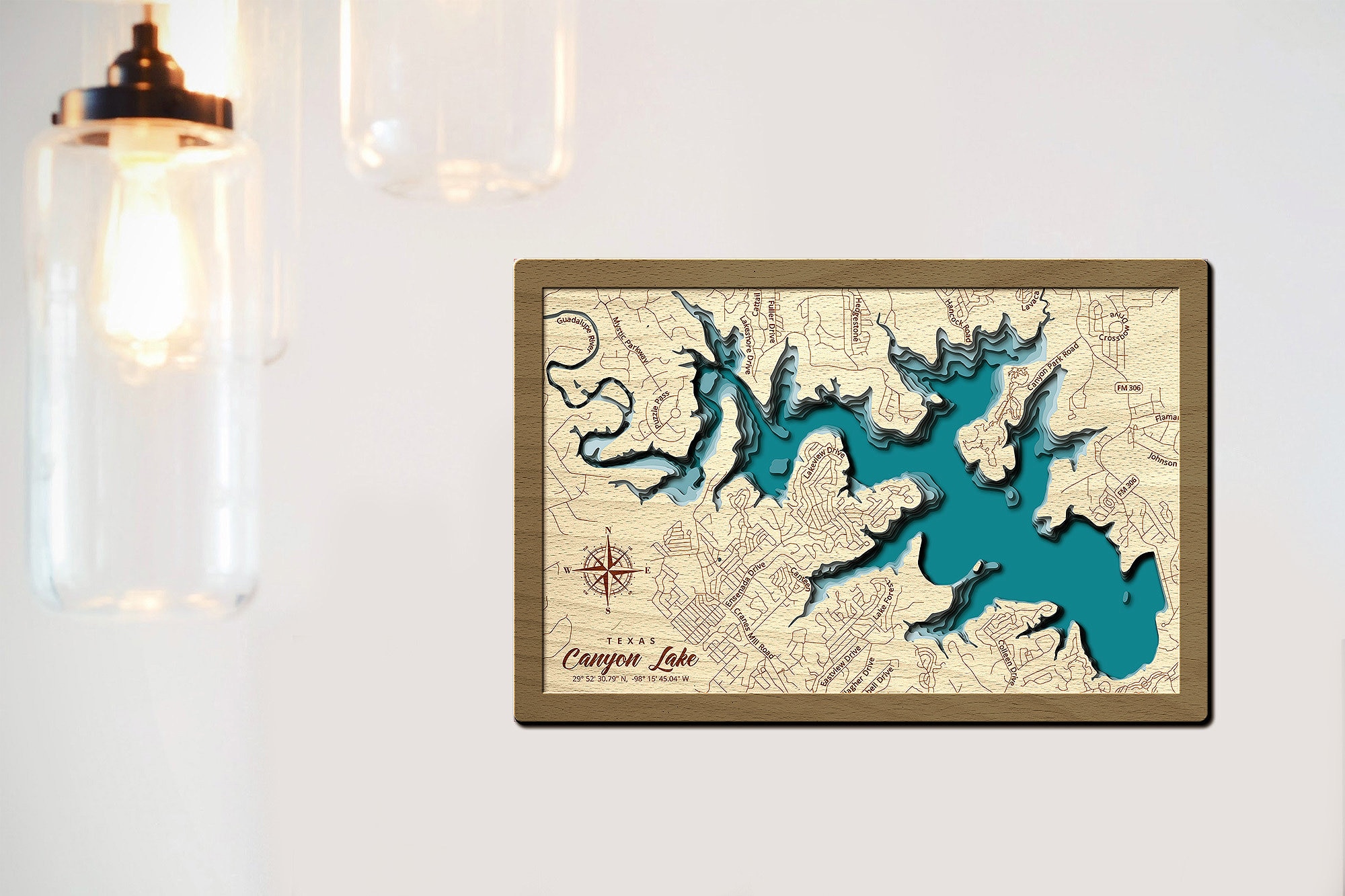 Digital File PDF, SVG, Ai Lake Canyon Map, Lake Texas Bathymetric Depth ...