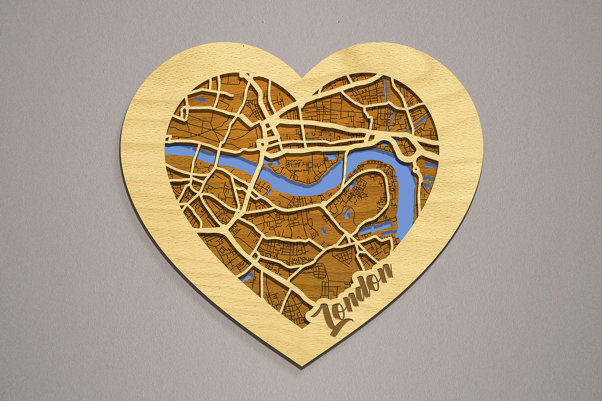 Heart Map London Digital File SVG, 3D Street Map, Multilayer Street Map ...