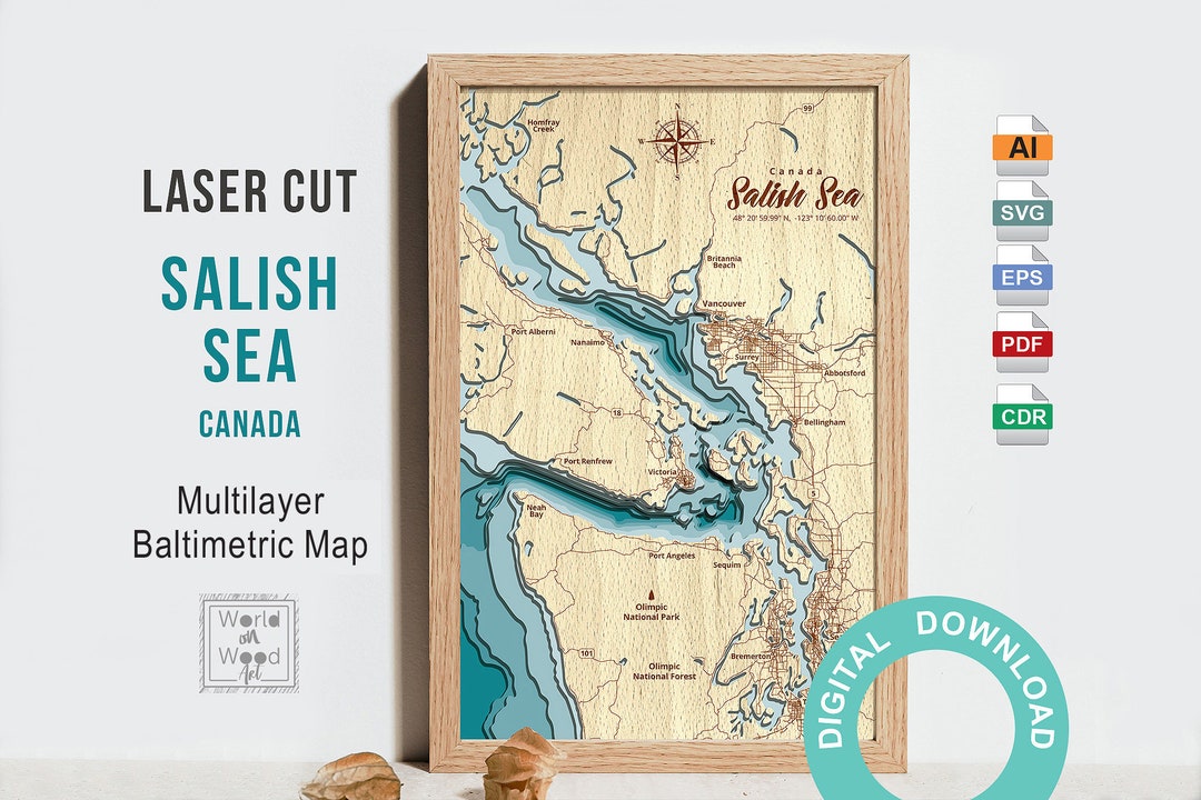 Salish Sea Cutting Files, PDF, AI, SVG - Wood Multilayer Laser Cut ...