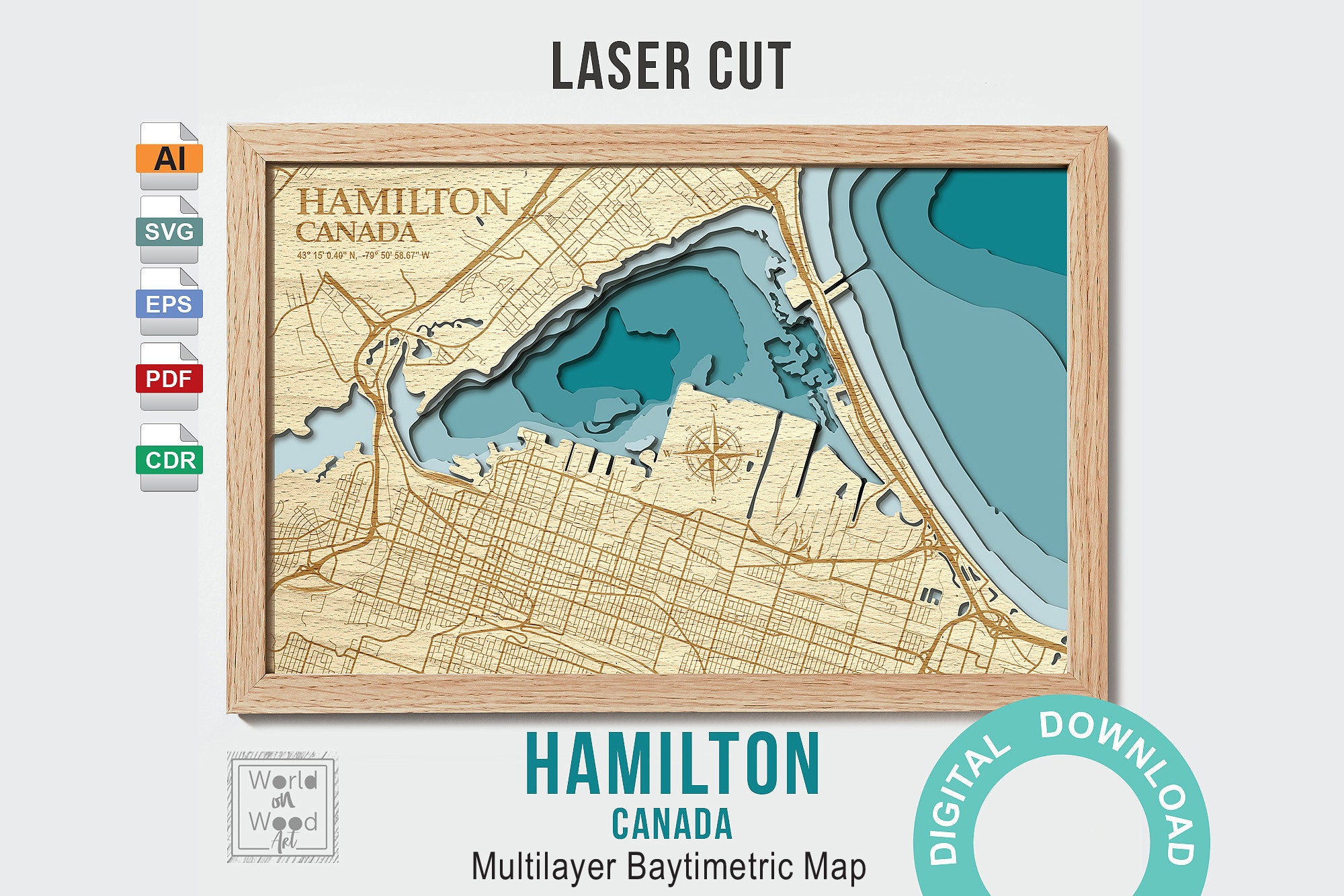 Mapa de Hamilton svg, Mapa del lago Svg, Mapa Glowforge svg, archivo ...