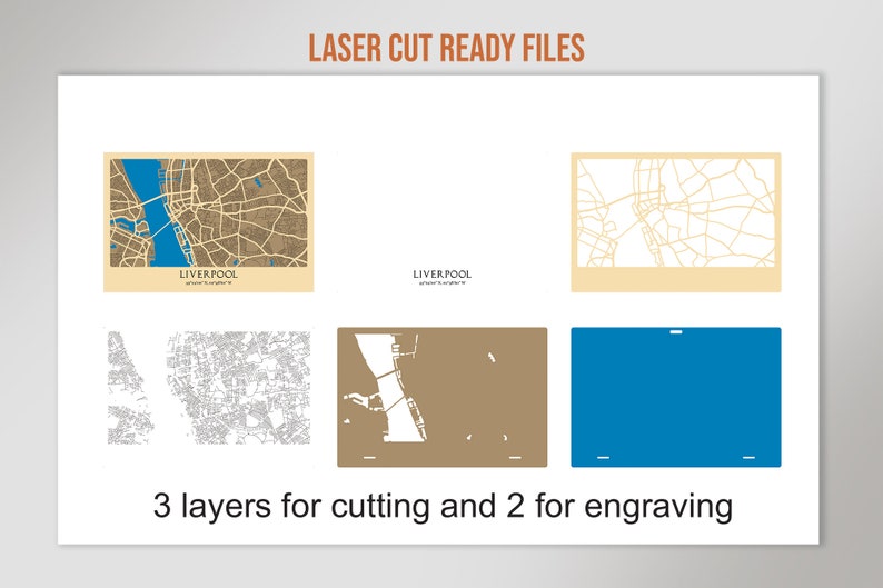 Liverpool 3D Laser Cut Map SVG Multilayer UK Street Map Decor, Map Art ...