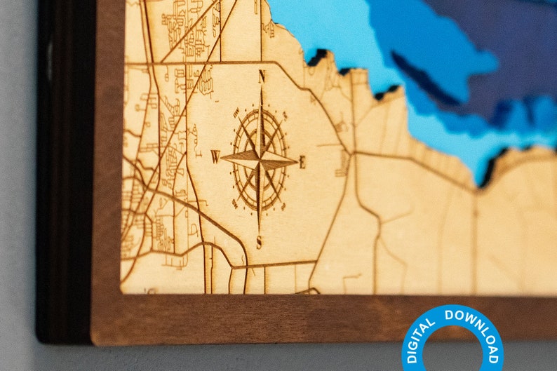 Digital File - Oneida Lake Lake. PDF, AI, SVG - Wood Multilayer Laser ...