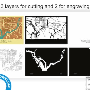 3D Laser Cut Map of Washington D.C. - Multilayer Street Map Decor Laser ...