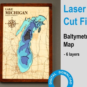 Lake Michigan Cutting Files, PDF, AI, SVG - Wood Multilayer Laser Cut ...