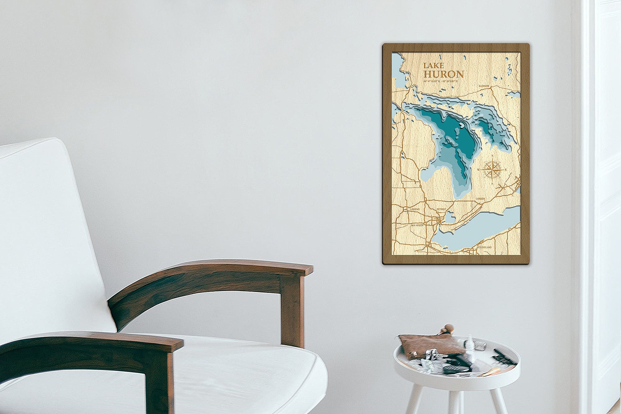 3D Laser Cut Lake Huron Bathymetric Map Digital File - PDF, AI, SVG ...