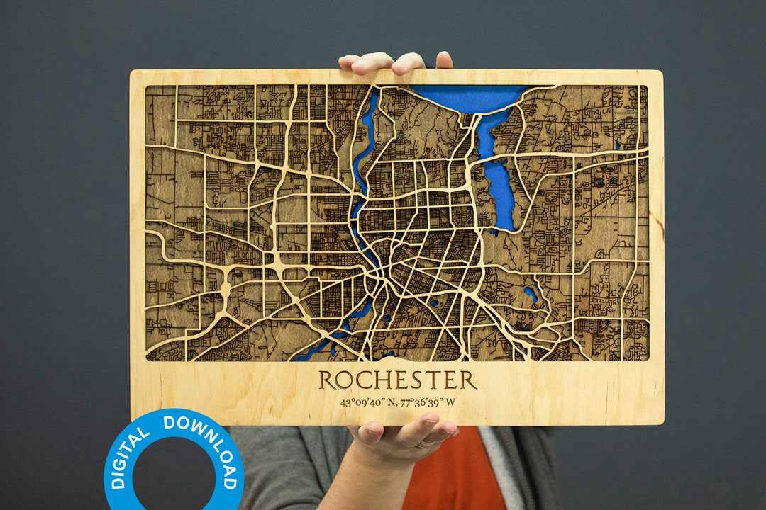 3D Laser Cut Map of Rochester - Multi Layer Street Map Decor Laser Cut ...