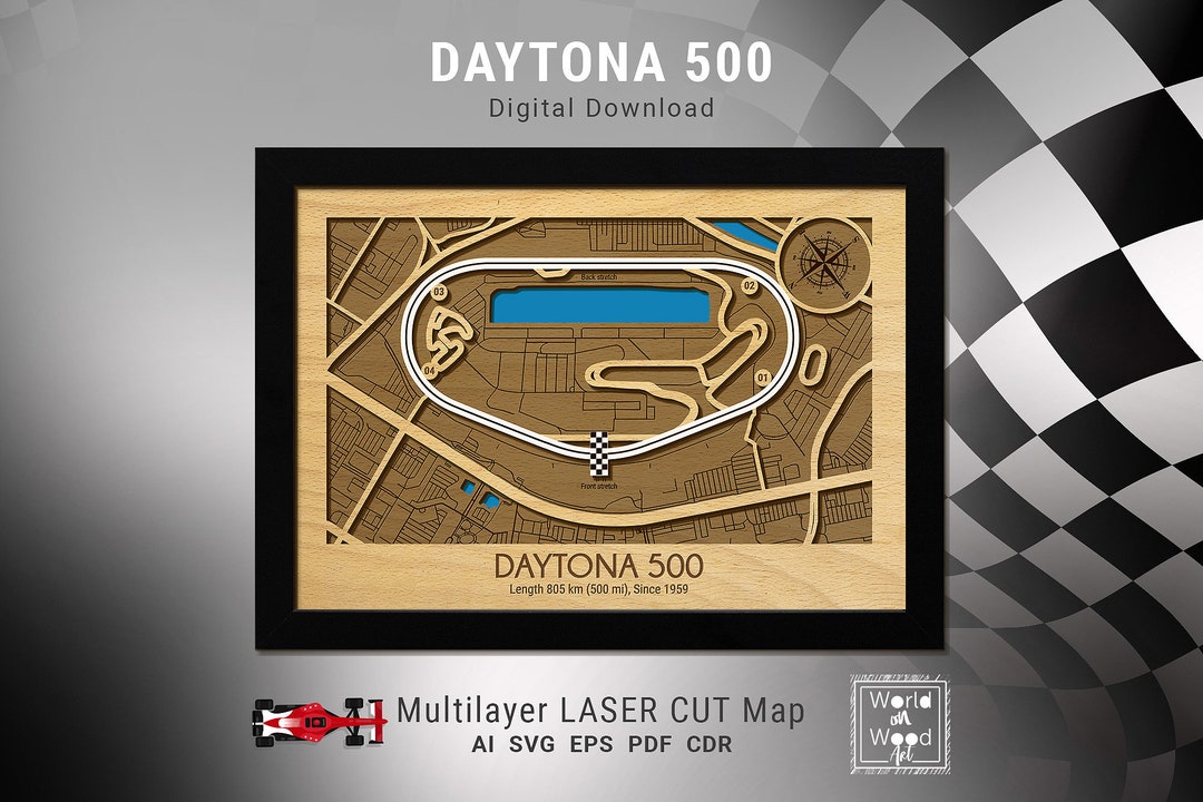 Daytona Speedway Map SVG, Race Tracks 3D Wood Map, Florida Race Tracks ...