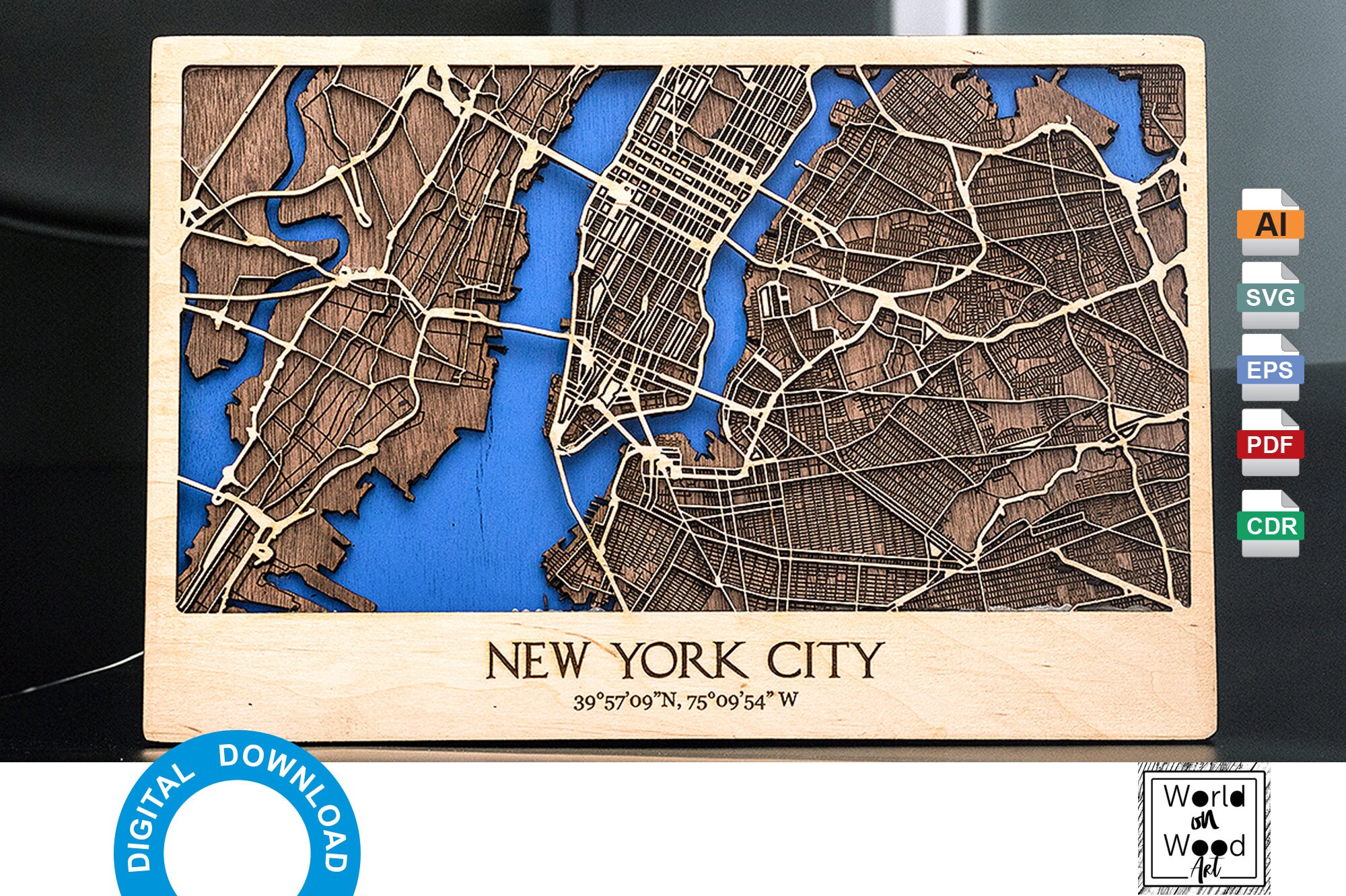 3D Laser Cut Map of New York Multi Layer Street Map Decor Laser Cut ...