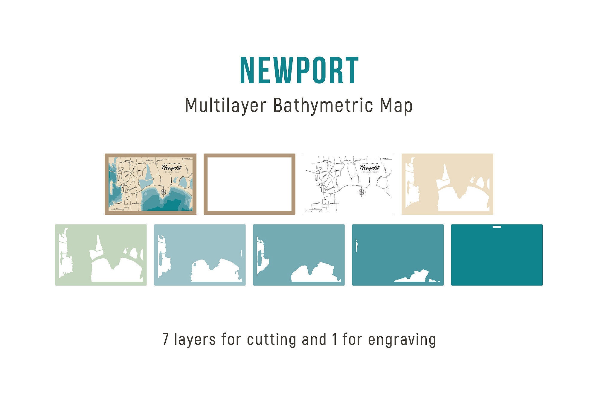 Newport, Rhode Island Map SVG, Laser Cut Files, Layers Depth ...