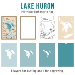 3D Laser Cut Lake Huron Bathymetric Map Digital File - PDF, AI, SVG ...