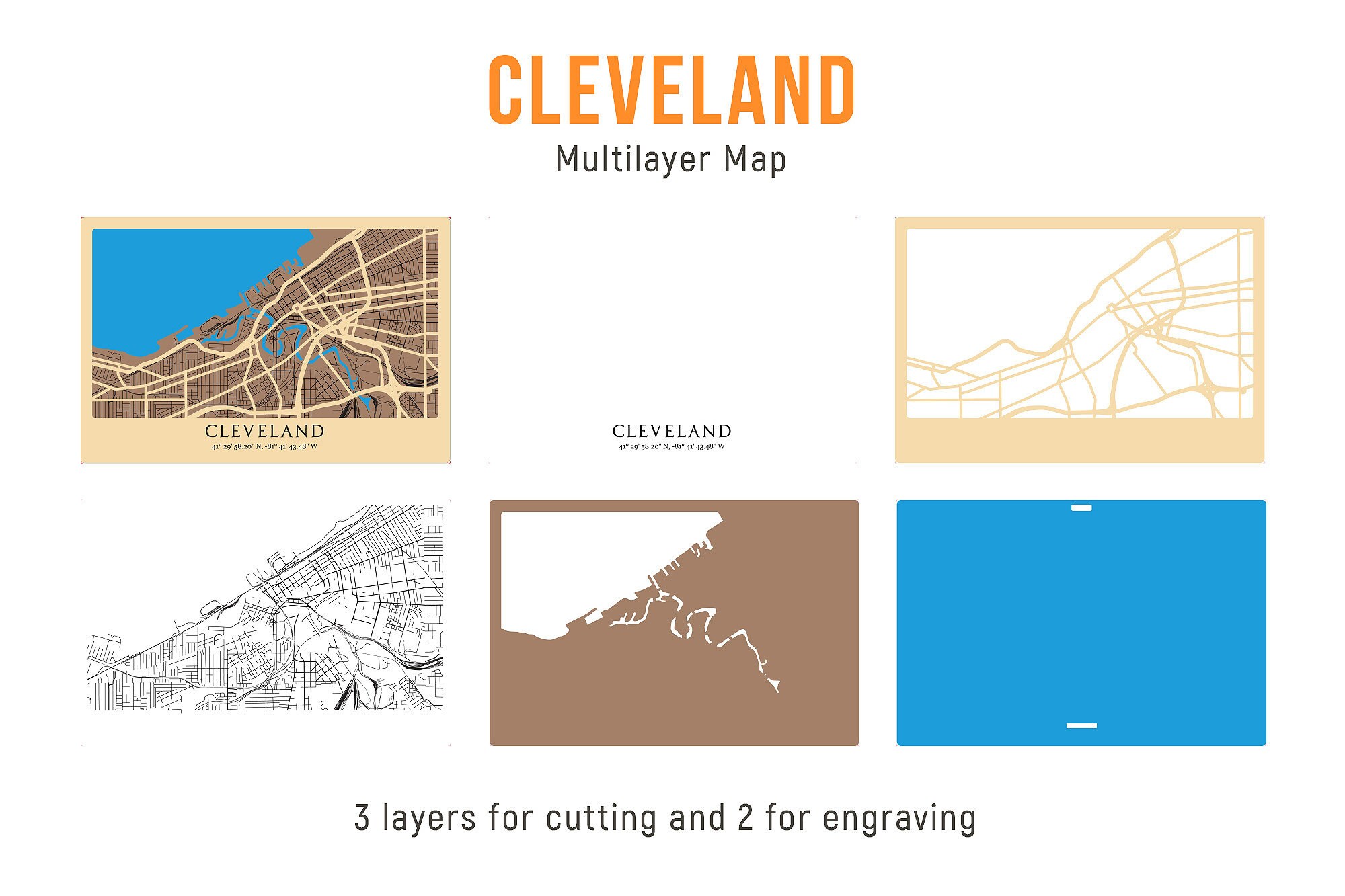 Cleveland Map SVG, Ready Cut Files, Laser Cut Ready Files PDF, Svg, Eps ...