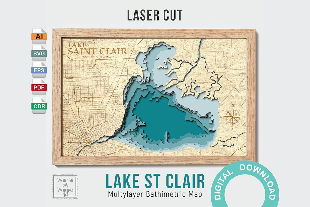 Lake St Clair Cutting Files, PDF, AI, SVG - Wood Multilayer Laser Cut Design, Layered Wooden ...