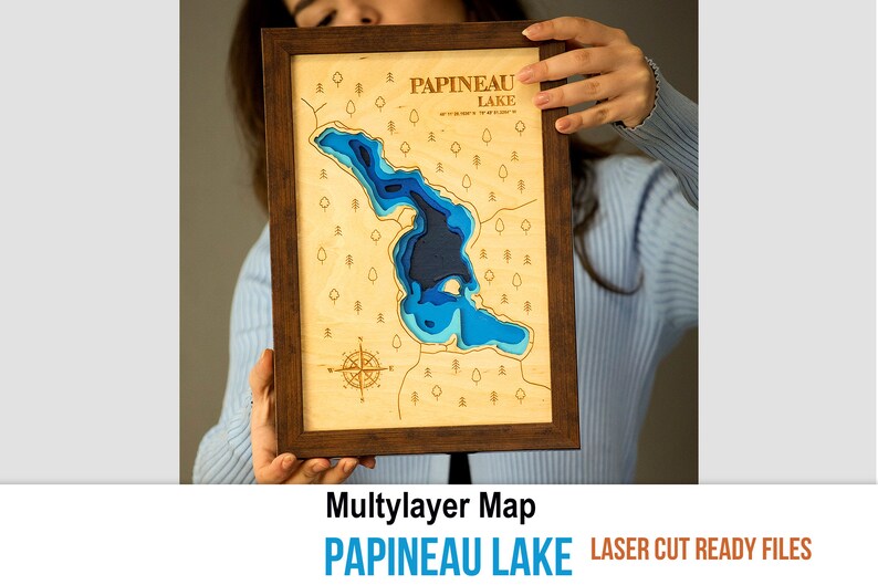 Papineau Lake Cutting Files, PDF, AI, SVG - Wood Multilayer Laser Cut ...