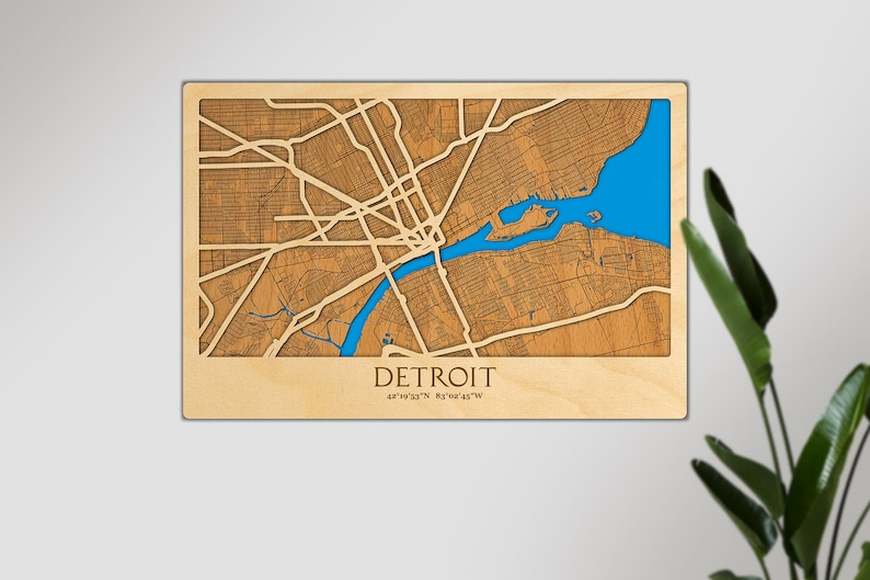 3D Laser Cut Map of Detroit Multi Layer Street Map Decor Laser Cut ...