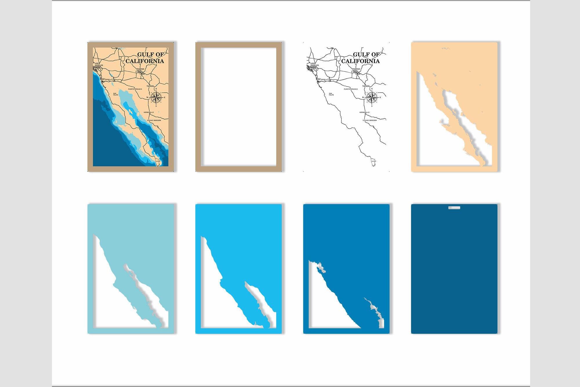 Digital File SVG, PDF - Gulf of California Map, Multilayer Vector Map ...