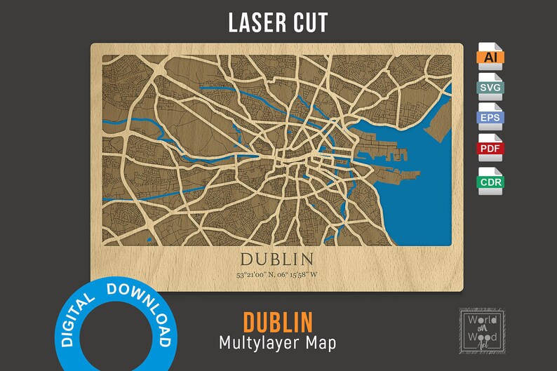 3D Dublin Street Map - Laser Cut Files for CNC, Glowforge (digital ...