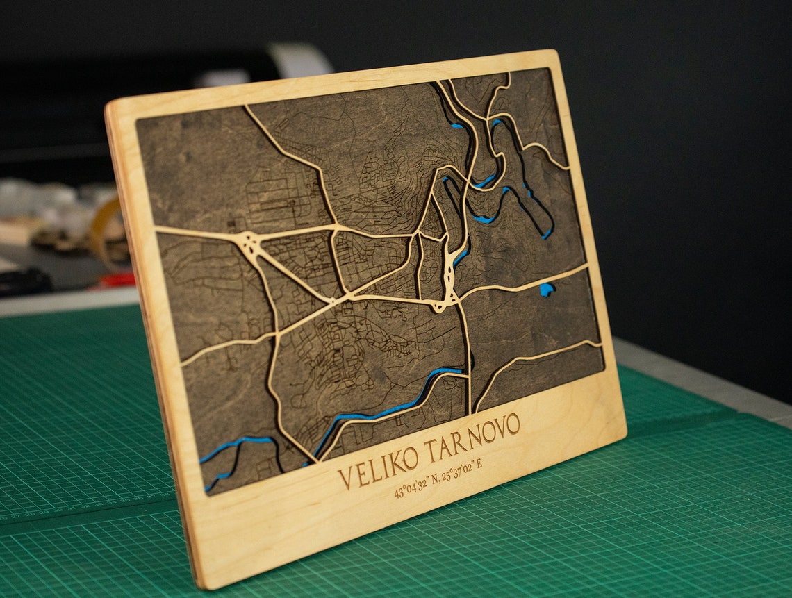Veliko Tarnovo Wood Map 3D City Map Wooden Street Cutouts - Etsy