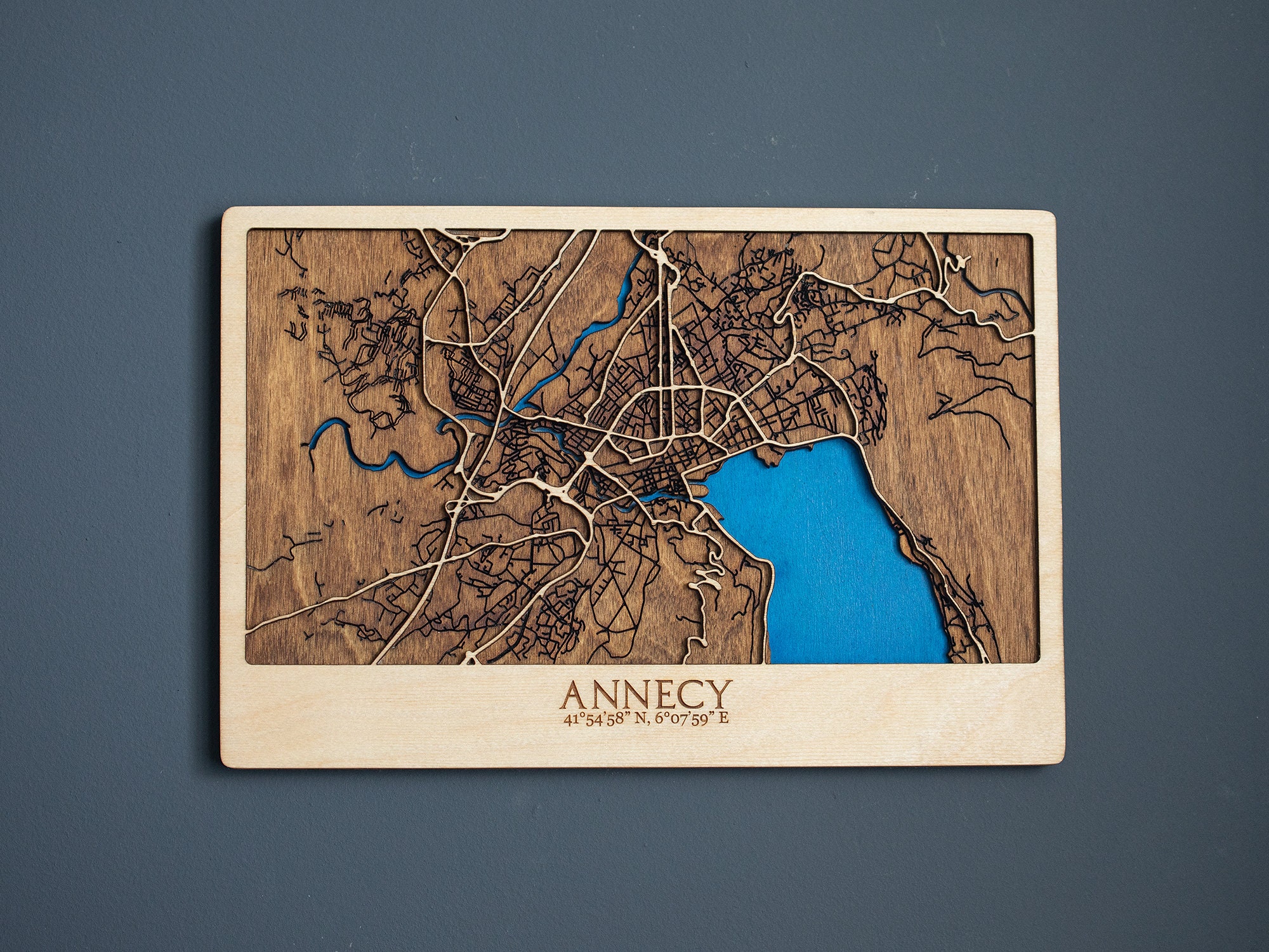 Annecy France Street Wood Map, 3D City Map Gift, Lake Annecy, Wood ...