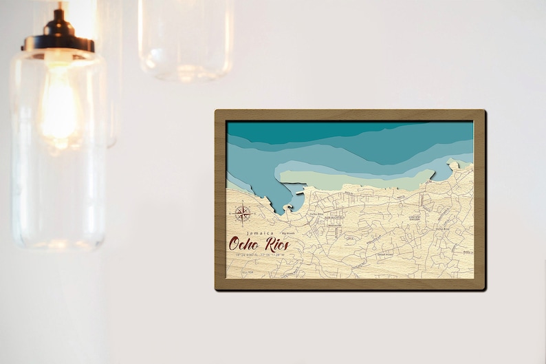 Ocho Rios Map SVG, Laser Cut Files, Layers Depth, Jamaica Multilayer ...