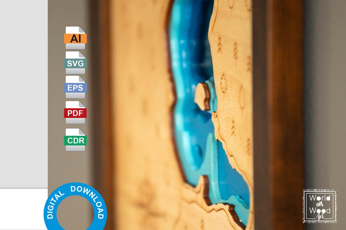 Papineau Lake Cutting Files PDF AI SVG Wood Multilayer - Etsy