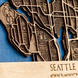 3D Laser Cut Map of Seattle - Multilayer Map Decor Laser Cut Digital ...