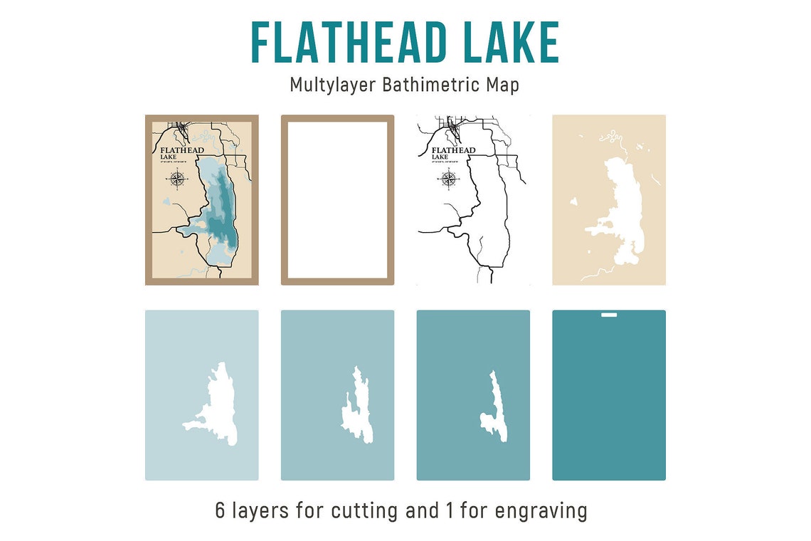 Digital File Svg Pdf Flathead Lake 3D Laser Cut Bathymetric - Etsy