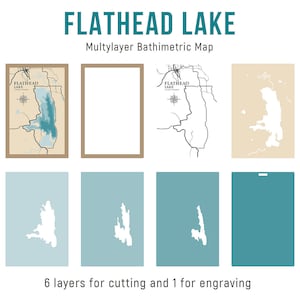 Digital File Svg, Pdf - Flathead Lake 3D Laser Cut Bathymetric Map ...