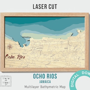Ocho Rios Map SVG, Laser Cut Files, Layers Depth, Jamaica Multilayer ...