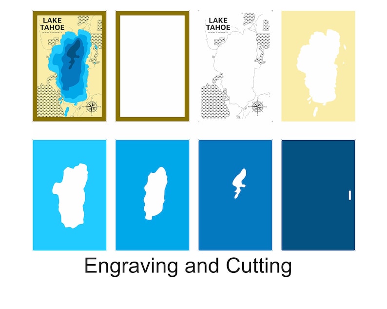 Lake Tahoe 3D Layered Map, Laser Cut Files (SVG, PDF, AI) - Etsy
