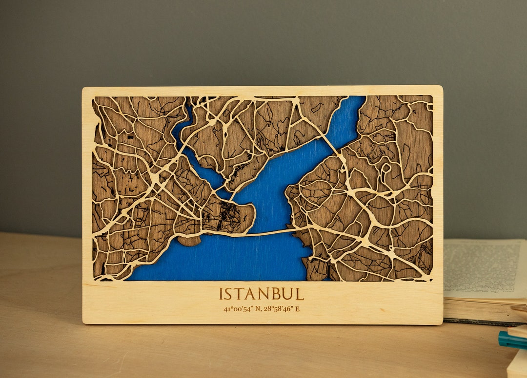 Istanbul Street Map Wood, 3D City Plan Decor, Laser Cut City 3d, Turkey ...