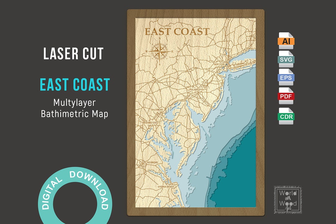 Digital File SVG, PDF - US East Coast Map, Northeast Megalopolis ...