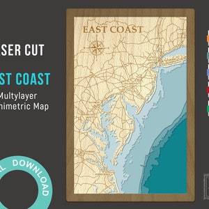 Digital File SVG, PDF - US East Coast Map, Northeast Megalopolis ...