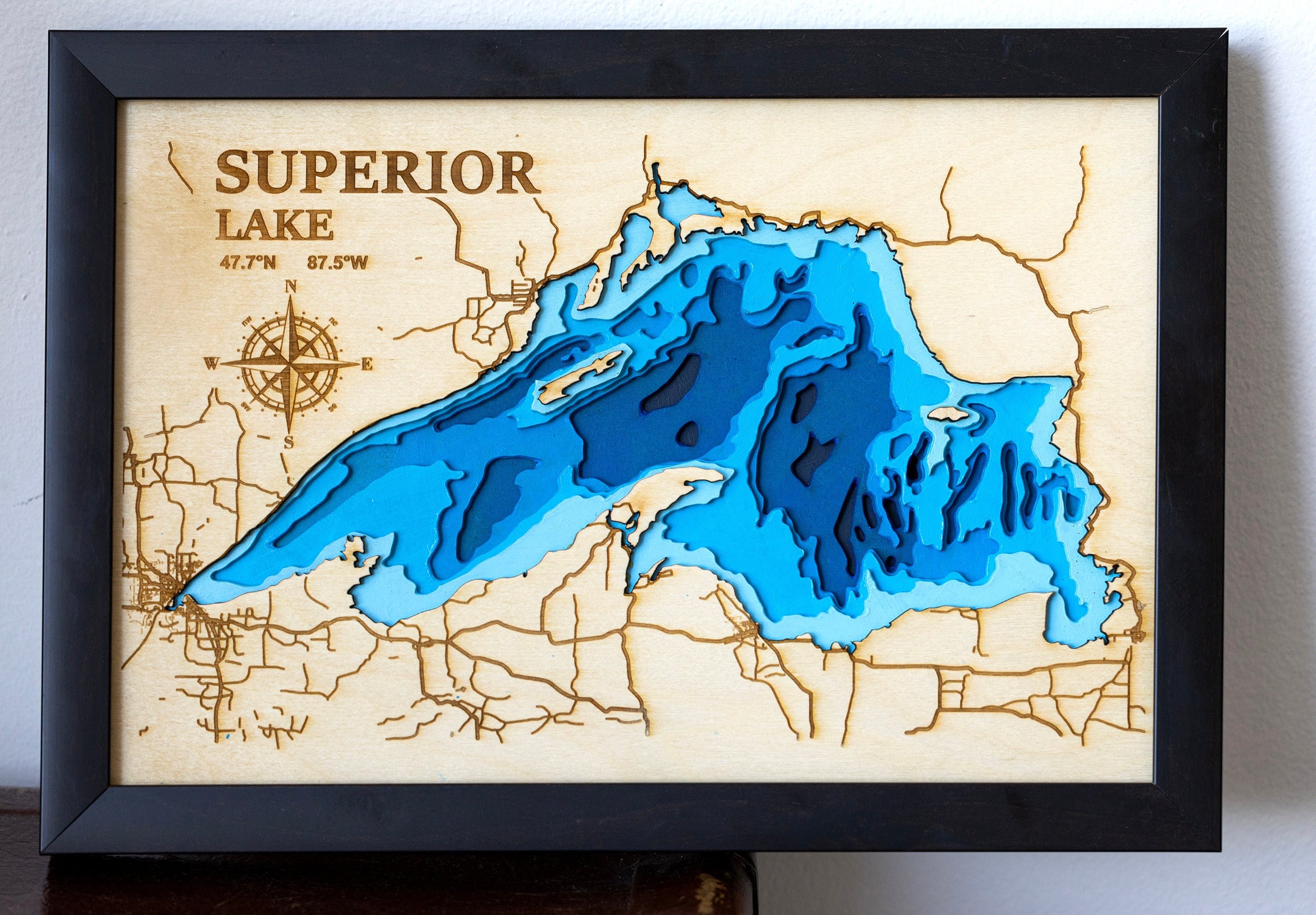 Superior Lake 3D Wall Art Multilayer Map, Lake House Decor, 8 Layer ...