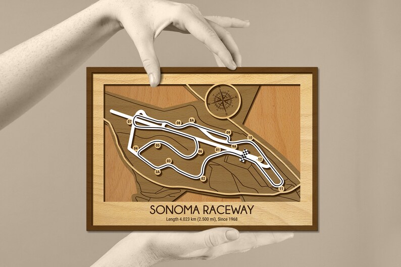 Sanoma Tracks Map SVG, California Race Tracks 3D Wood Map, Grand Prix ...