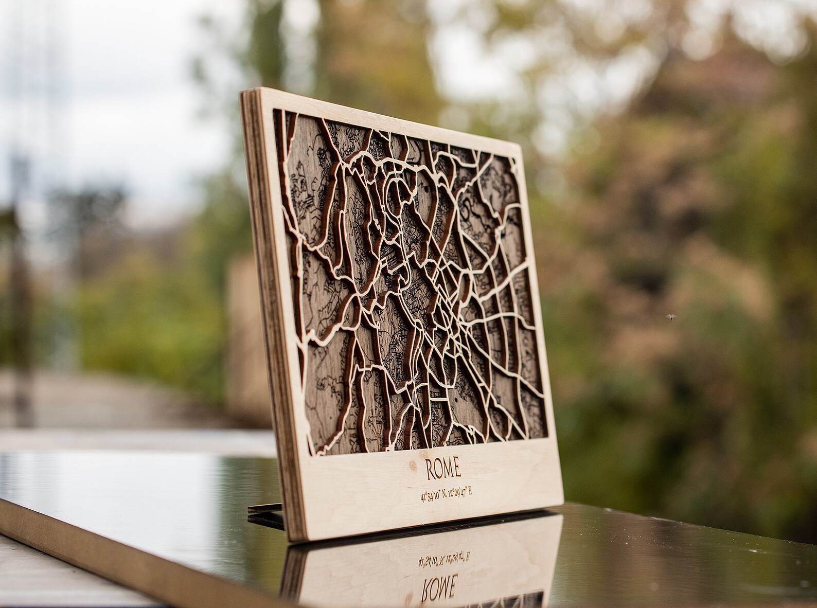 Rome Wood Map, Street 3D Maps Travel Art, Urban Map of Rome, Wooden Map ...