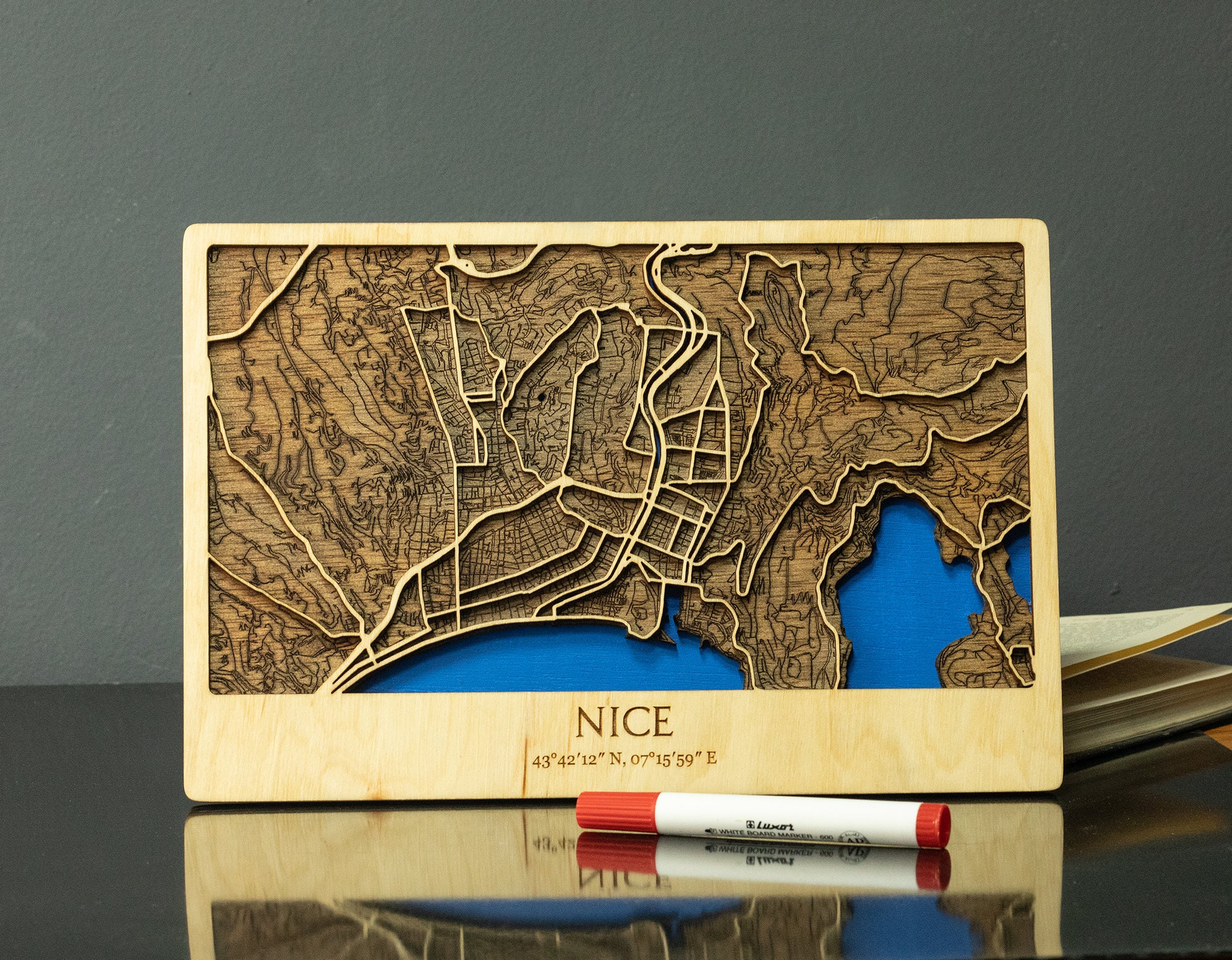 Nice Wood Map Street 3D Maps Travel Art Urban Map of Nice - Etsy