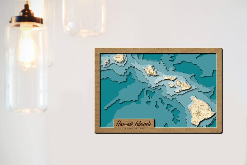 Hawaii Islands Map SVG, Laser Cut Files, Layers Depth, Multilayer ...