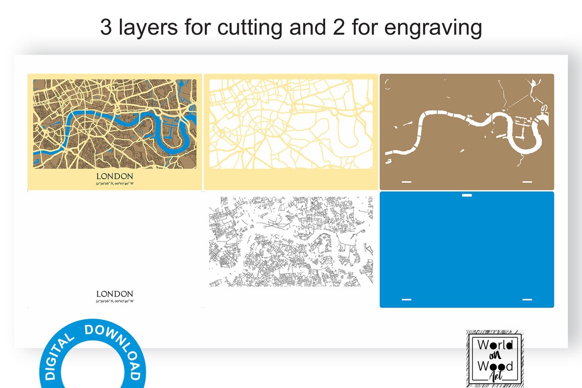 3D Laser Cut Map of London Multilayer Map Decor Laser Cut Digital Files ...