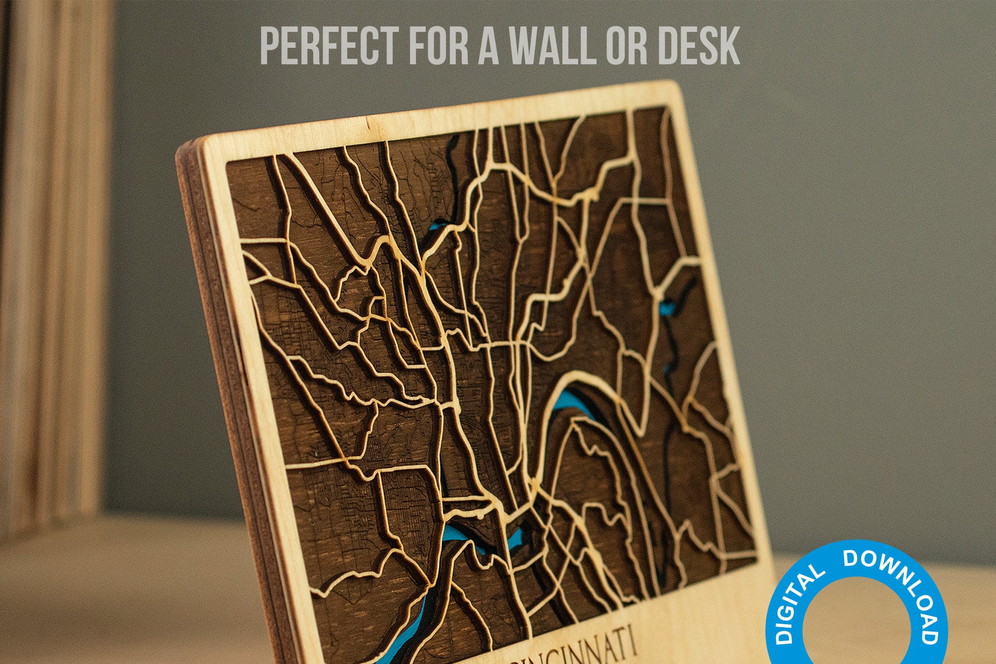 3D Laser Cut Map of Cincinnati, Cincinnati SVG Map, Multi Layer Street ...
