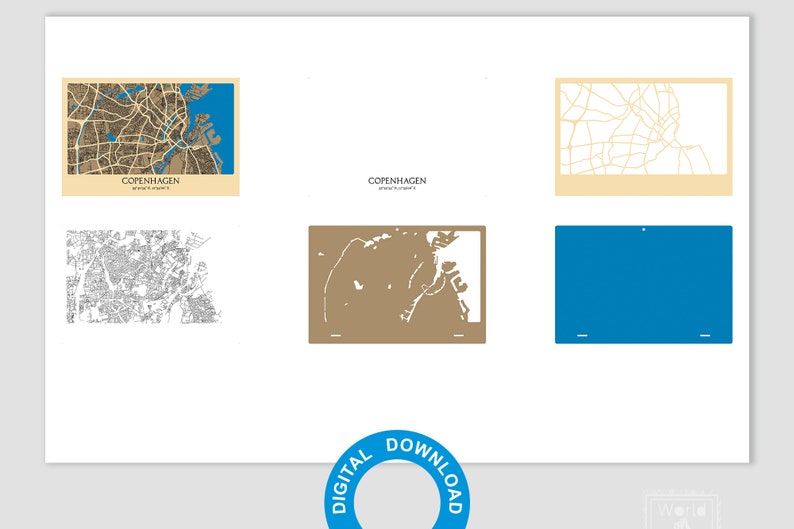 3D Laser Cut Map of Copenhagen Multilayer Denmark Map Decor Laser Cut ...