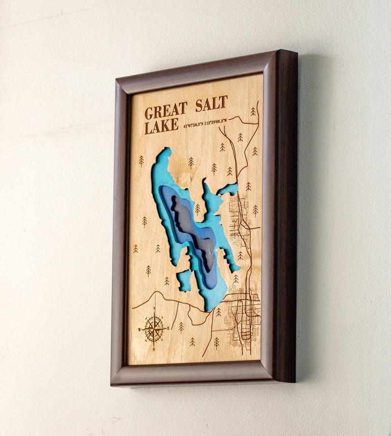 Great Salt Lake -3D Wall Art-multilayer Map-lake House Decor-layered ...